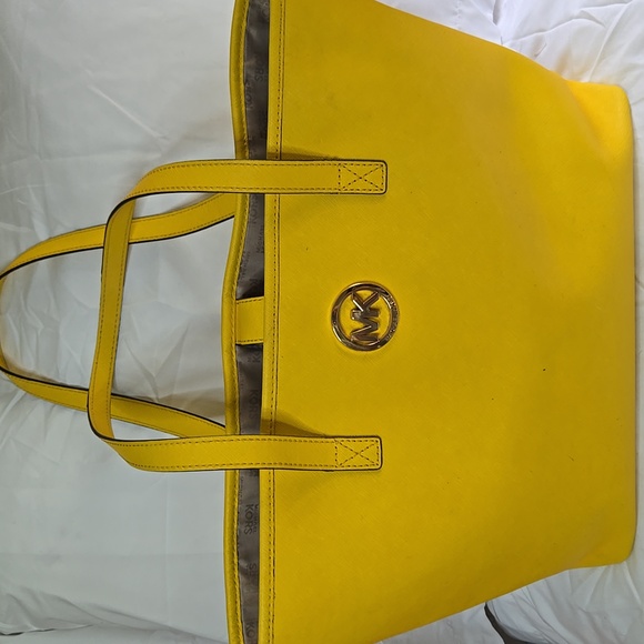 Michael Kors | Bags | Michael Kors Yellow Leather Tote Bag Guc | Poshmark